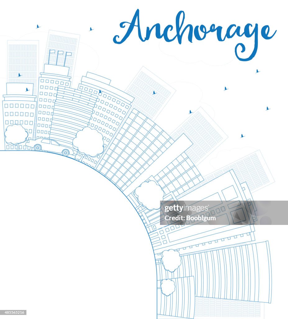 Outline Anchorage Skyline With Blue Buildings And Copy High-Res Vector ... Outline Anchorage Skyline With Blue Buildings And Copy High-Res Vector ...