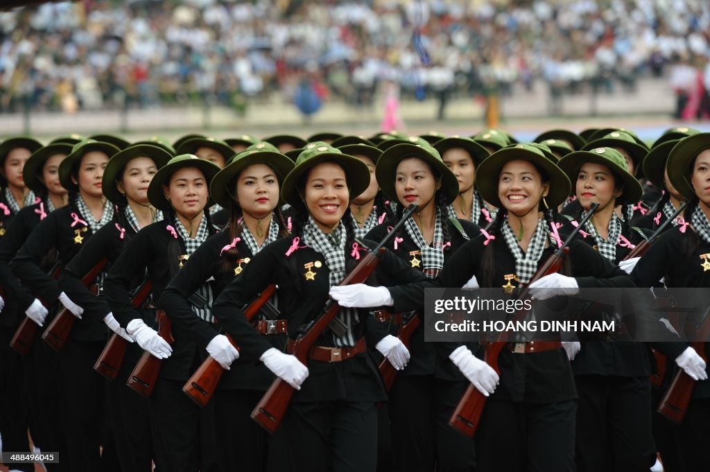 Women Dressed As Female Vietcong Soldiers During The Vietnam War