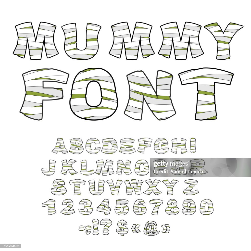 Mummy Font Alphabet In Bandages Monster Zombie Letters Of Lat High-Res ... Mummy Font Alphabet In Bandages Monster Zombie Letters Of Lat High-Res ...