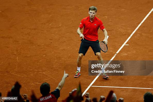 David Goffin Of Belgium Celebrates His Victory During The Singles