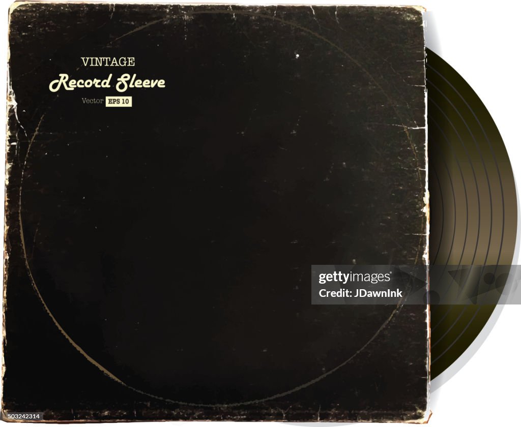 Vintage Worn Vinyl Record Sleeve Blank In Black With Record High Res Vector Graphic Getty Images