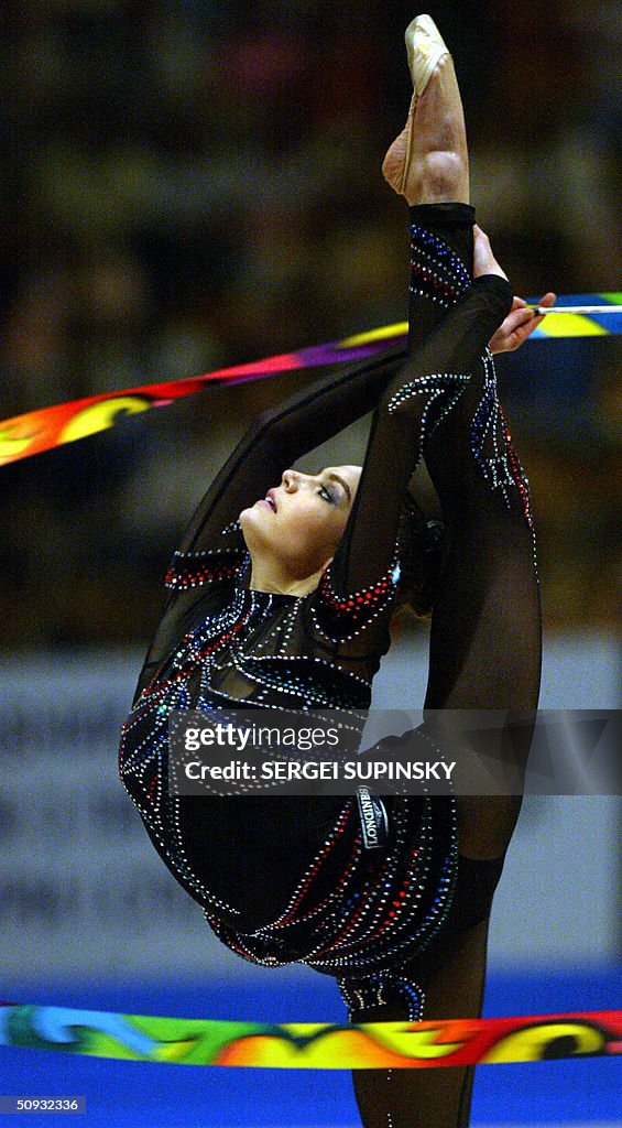 Russian Alina Kabaeva Performs With A Ribbon During The Individual
