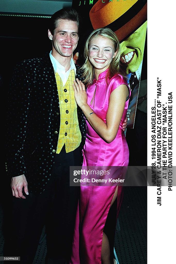 July 28 1994 Hollywood Jim Carey And Cameron Diaz Arrive At The News Photo Getty Images