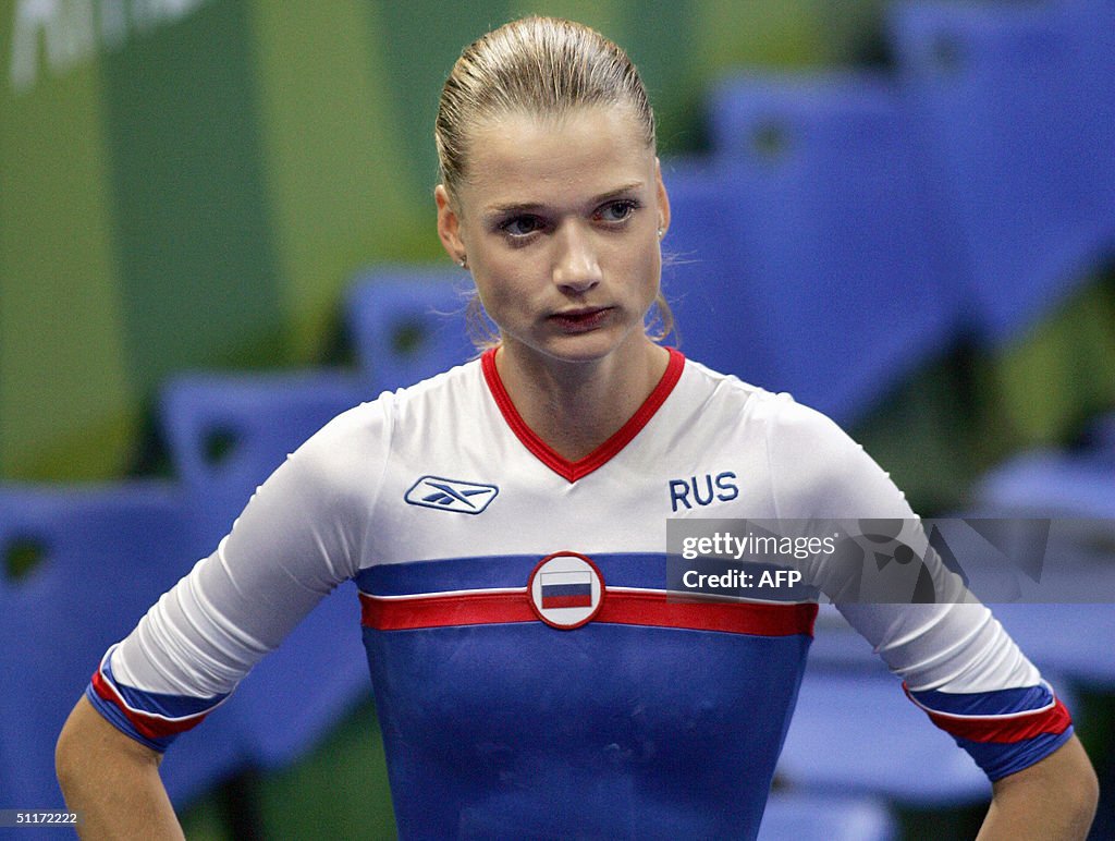 Russian Gymnast Svetlana Khorkina Looks Dejected After Performing On