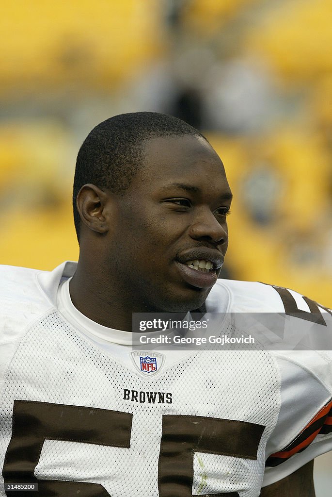 Linebacker Barry Gardner of the Cleveland Browns looks on following ... Linebacker Barry Gardner of the Cleveland Browns looks on following ...