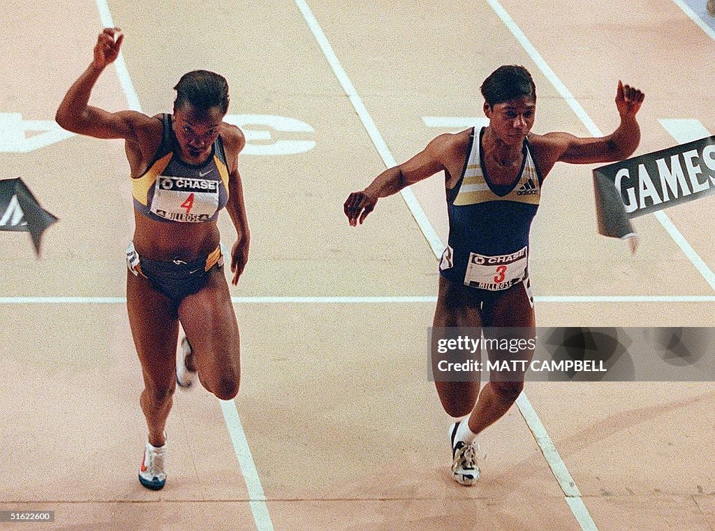 Inger Miller of Nike just edges out Savatheda Fynes of Adidas/Bahamas ... Inger Miller of Nike just edges out Savatheda Fynes of Adidas/Bahamas ...