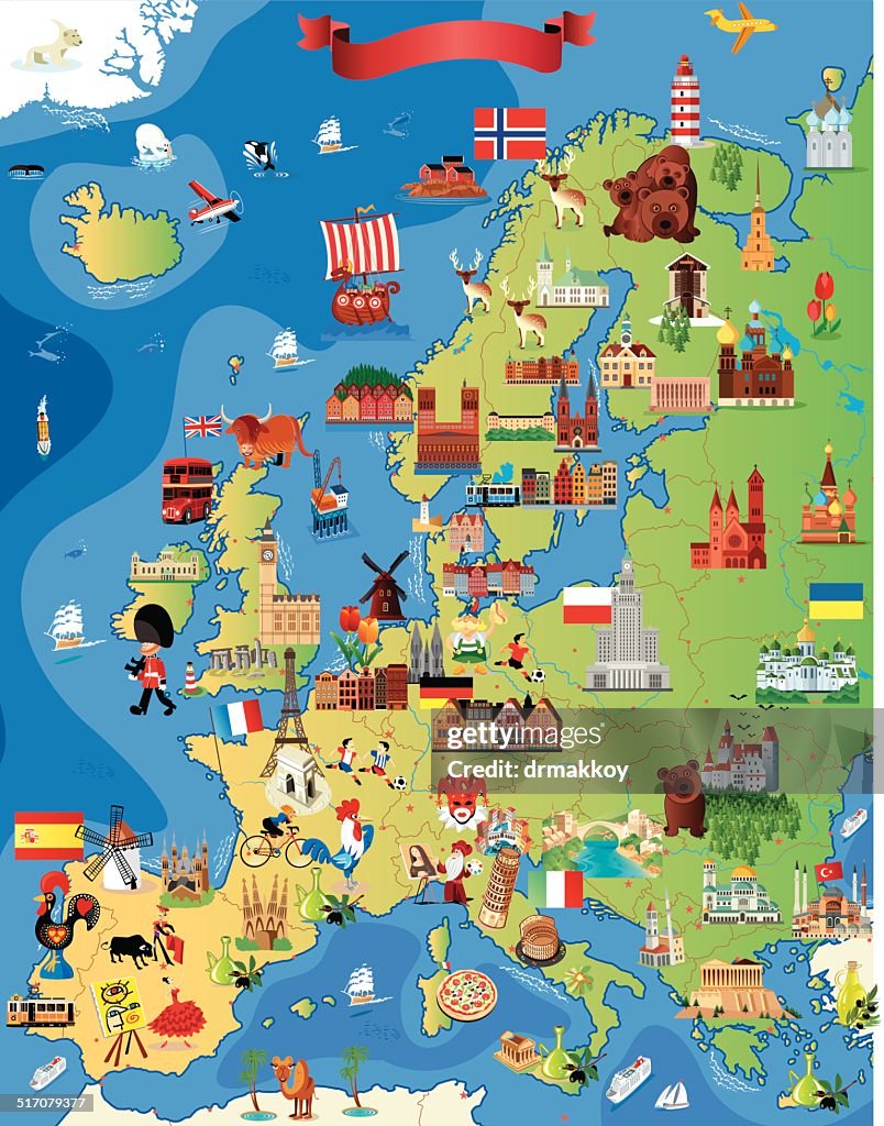 Europe Cartoon Map High Res Vector Graphic Getty Images