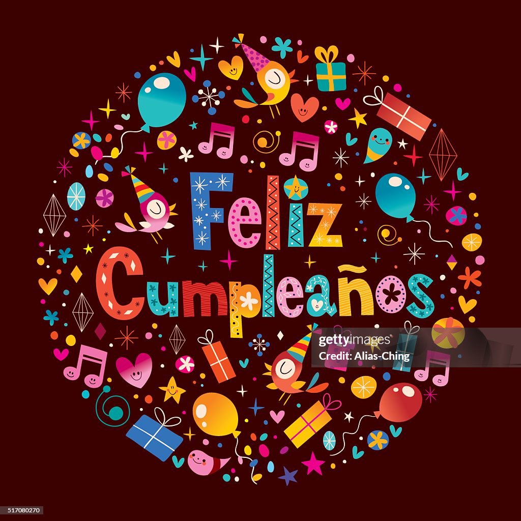 Feliz Cumpleanos Happy Birthday In Spanish Greeting Card High Res
