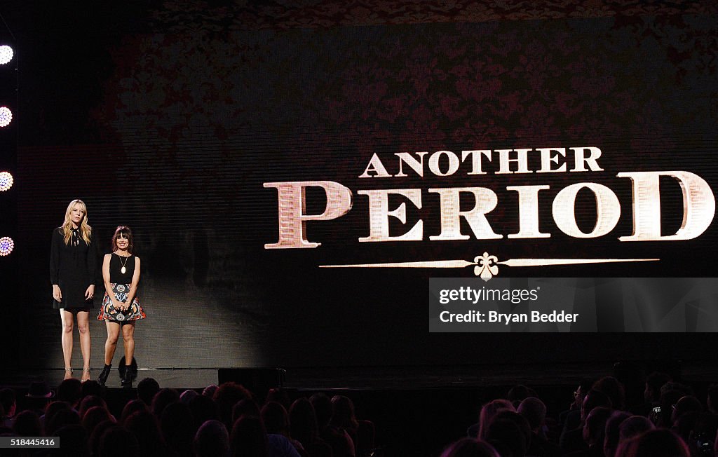 Actors Riki Lindhome And Natasha Leggero Appear Onstage During The