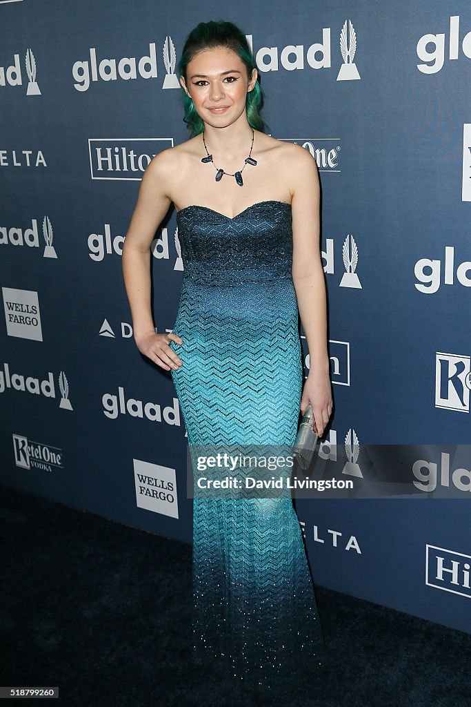 Actress Nicole Maines Arrives At The 27th Annual Glaad Media Awards