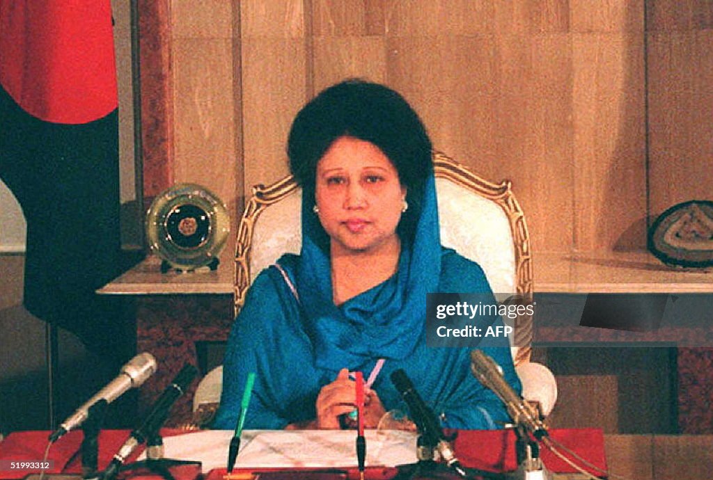 Bangladesh Prime Minister Khaleda Zia Poses Before Recording Her