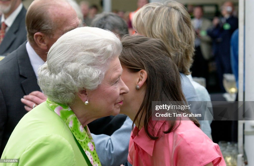 Queen Elizabeth Ii Greets Her Niece Lady Sarah Chatto With A Kiss At