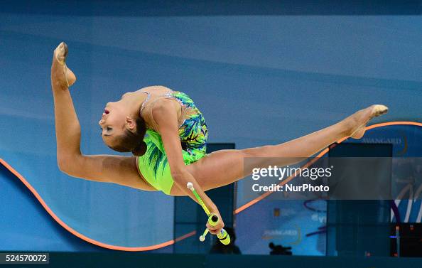Margarita Mamun Of Russia During Her Performance With Clubs During
