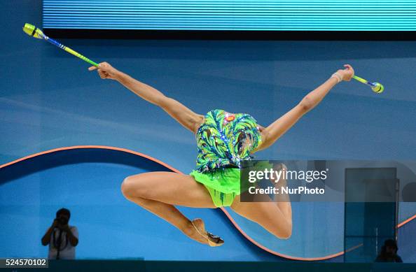 Margarita Mamun Of Russia During Her Performance With Clubs At The
