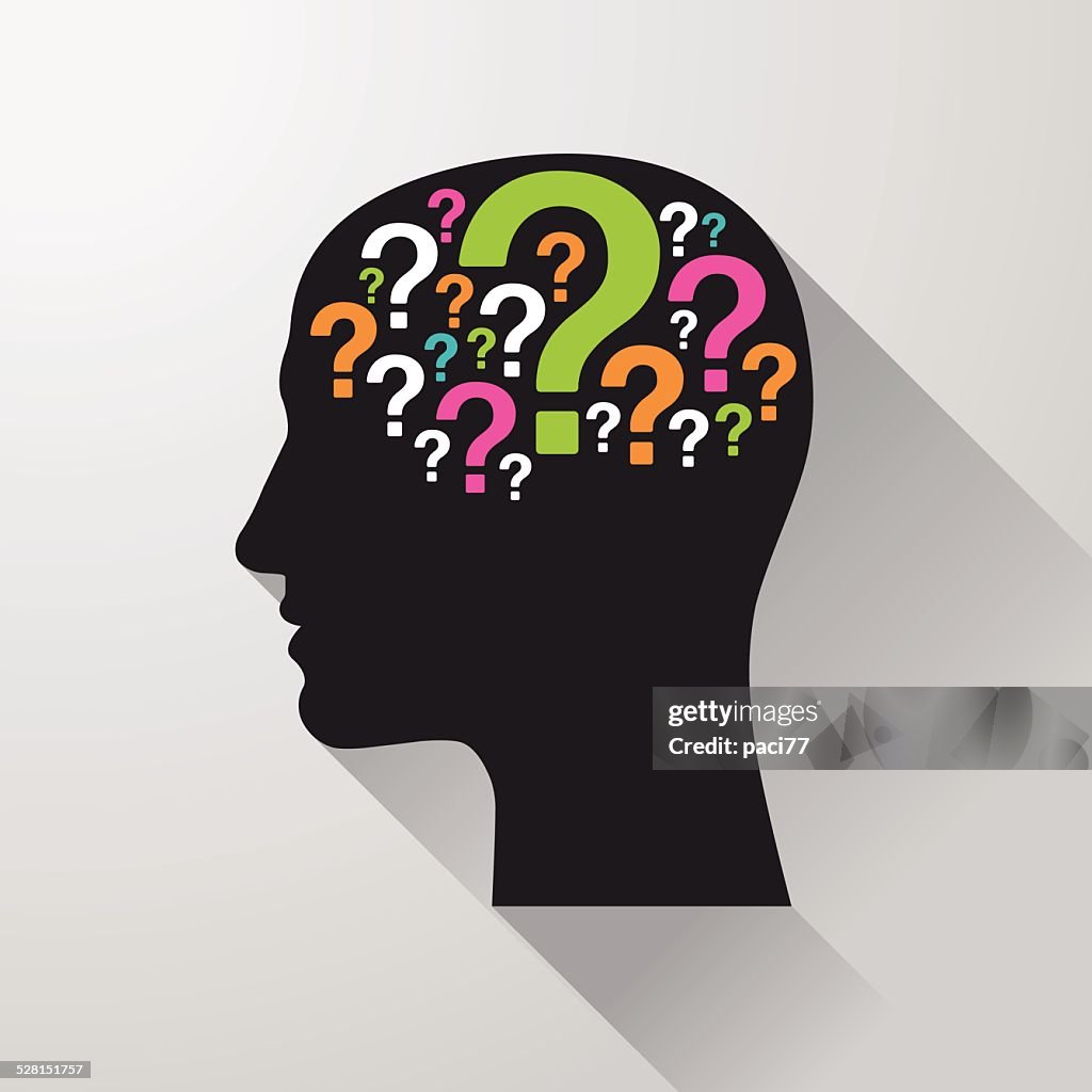 Brain Question Mark Icon Outline Royalty Free Vector