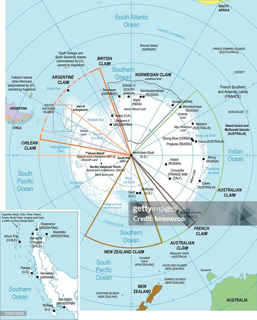 Detailed Map Of Antarctica With Ice Shelves High-Res Vector Graphic ... Detailed Map Of Antarctica With Ice Shelves High-Res Vector Graphic ...