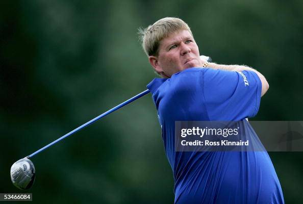 John Daly of the USA watches his tee shot on the par five 11th hole ... John Daly of the USA watches his tee shot on the par five 11th hole ...