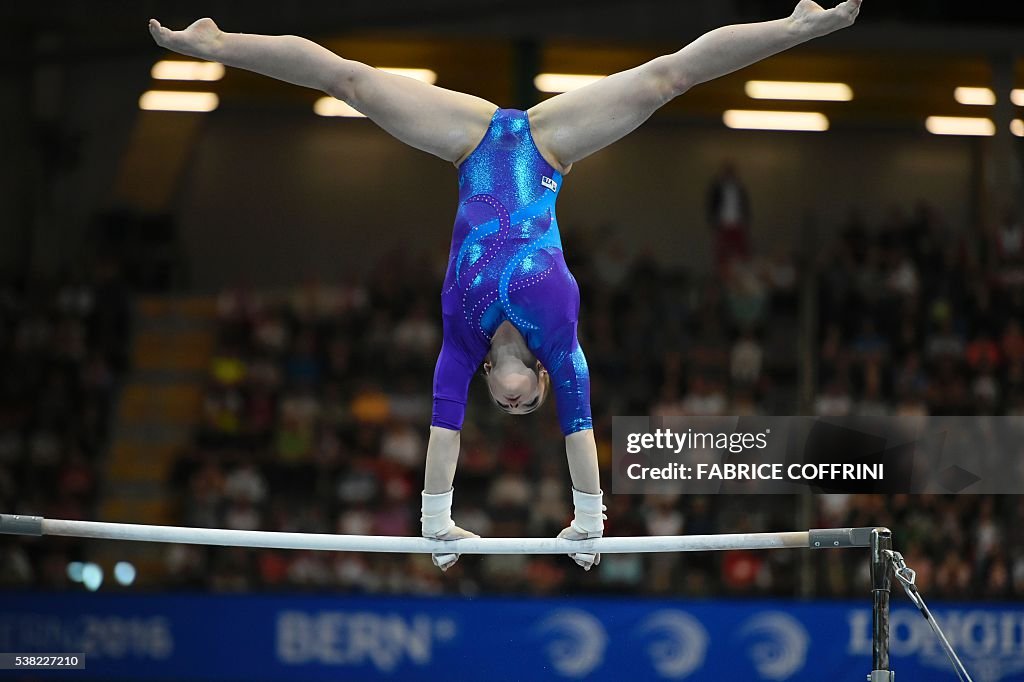 Russias Aliya Mustafina Performs During The Womens Uneven Bars News
