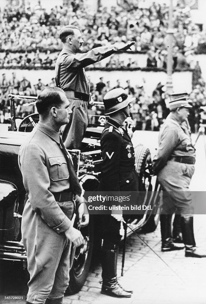 Germany Third Reich Nuremberg Rally 1937 Adolf Hitler Saluting