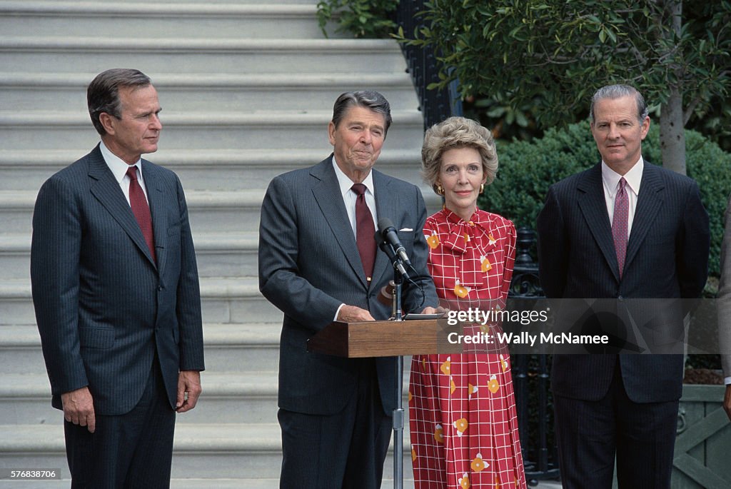President Reagan Speaking At A Press Conference High-Res Stock Photo ... President Reagan Speaking At A Press Conference High-Res Stock Photo ...