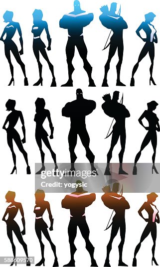 Superhero Team Silhouette Set High Res Vector Graphic Getty Images