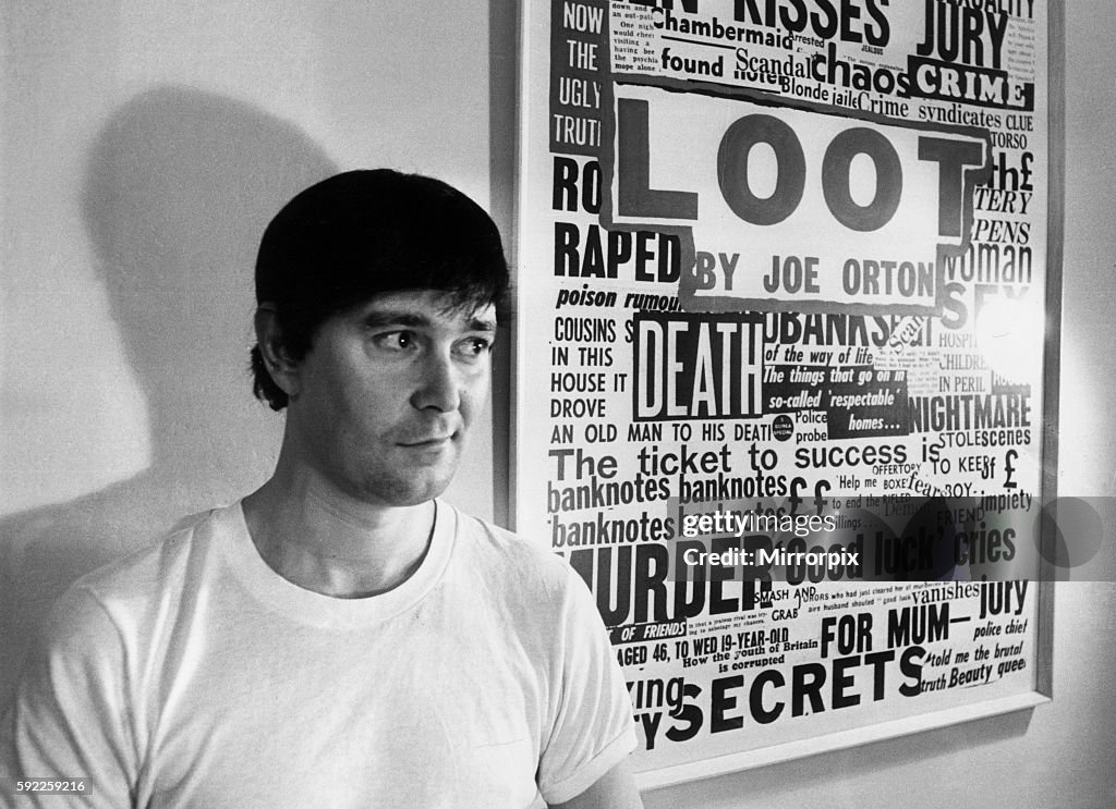 Playwright Joe Orton Next To A Promotional Poster Of His New Play News Photo Getty Images