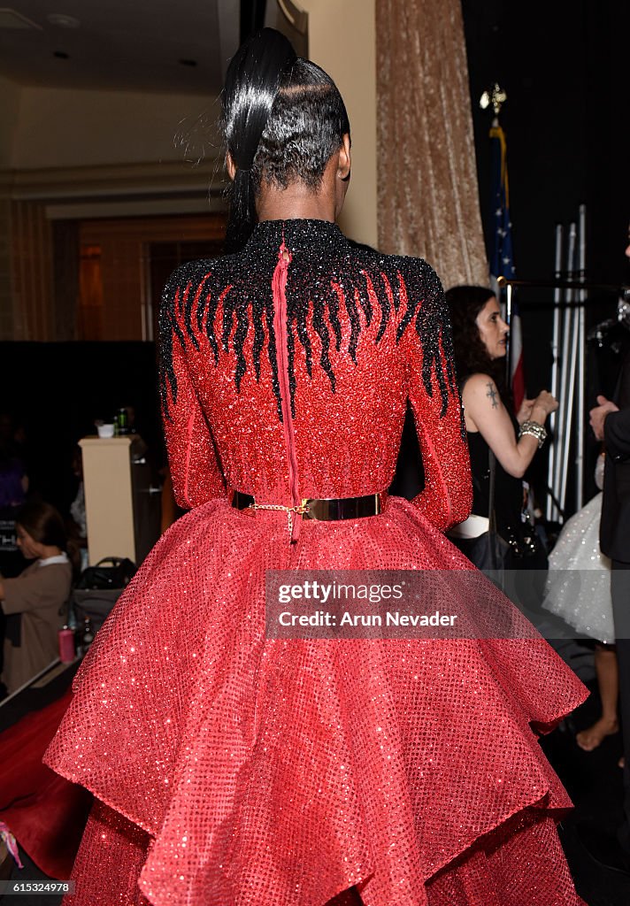 A Model Backstage At Art Hearts Fashion Los Angeles Fashion Week On