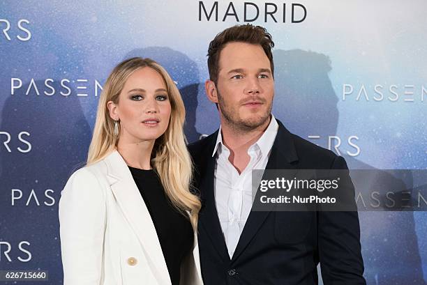 Jennifer Lawrence And Chris Pratt Attend Passengers Madrid Photocall