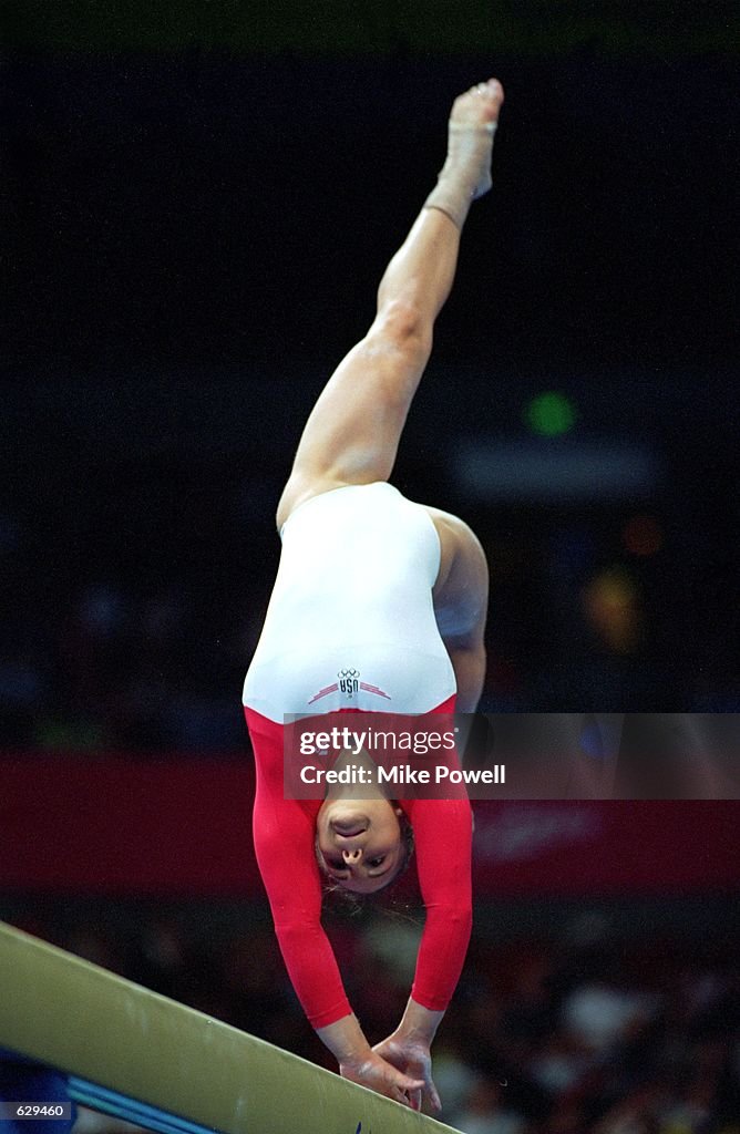 Jamie Dantzscher Of The Usa Performs On The Beam During Womens News