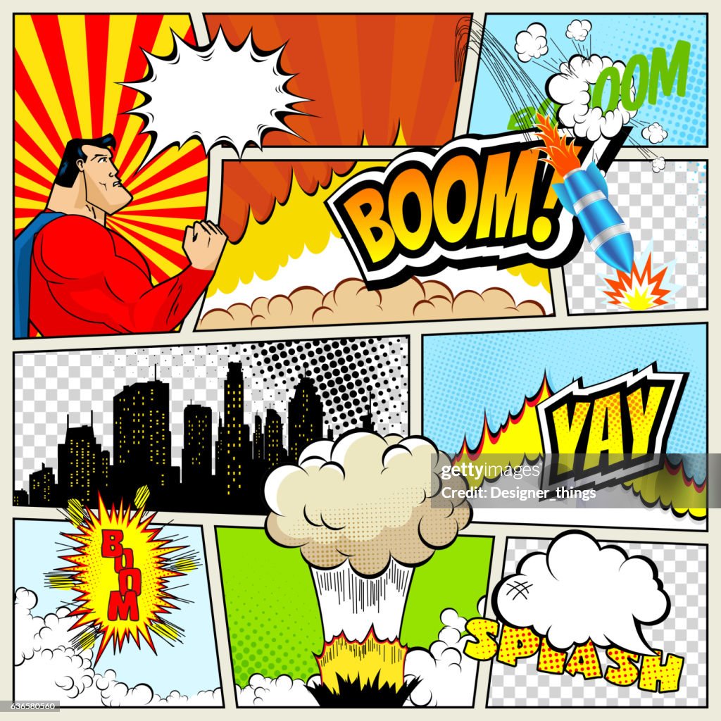 High Detail Vector Mockup Of Typical Comic Book Page High Res Vector