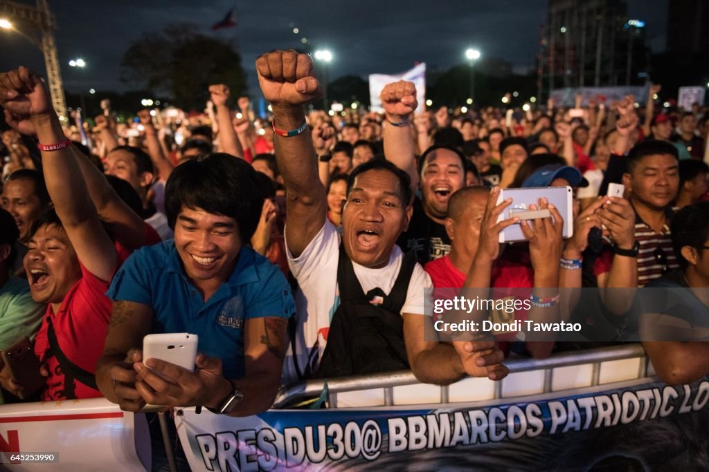 Thousands Of Pro Duterte Supporters Cheer During A Vigil Rally In