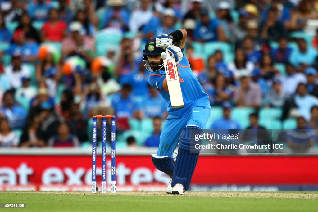 Indias Virat Kohli Hits Out During The Icc Champions Trophy Warm Up