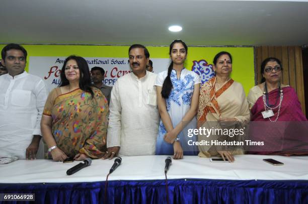 Union Culture Minister Mahesh Sharma Felicitates Cbse Topper Raksha ... Union Culture Minister Mahesh Sharma Felicitates Cbse Topper Raksha ...