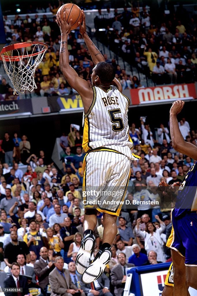 Jalen Rose Of The Indiana Pacers Elevates For A Dunk Against The Los