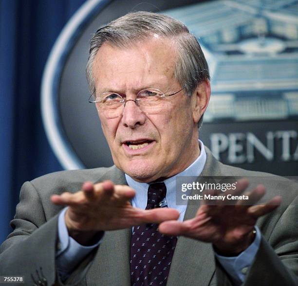 1 003 Secretary Of Defense Donald Rumsfeld Speaks At The Pentagon Stock