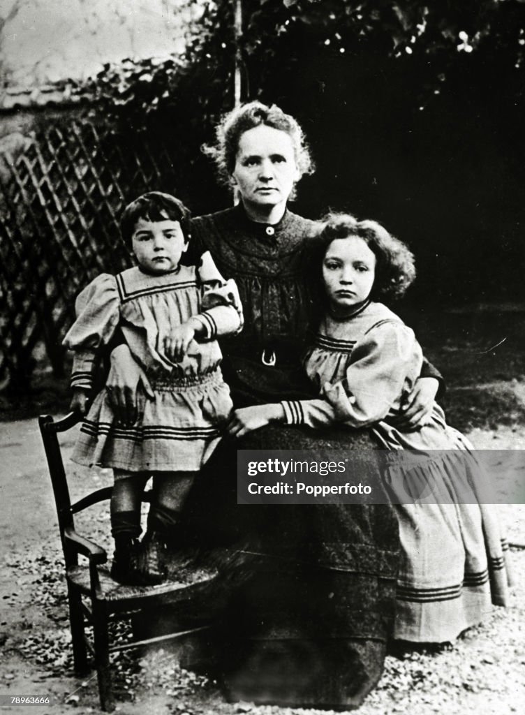 Circa 1903 Marie Curie 1867 1934 Pictured With Her Daughters Eve