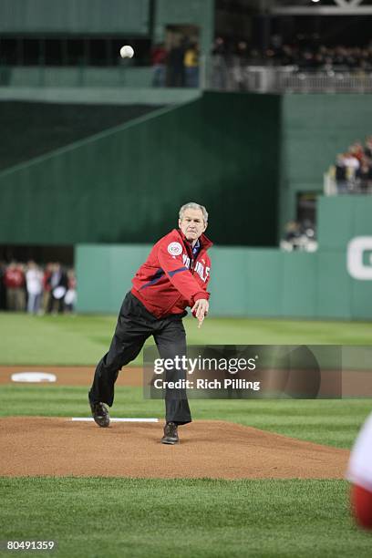 81 Bush Throws Out First Pitch At Washington Nationals Home Opener