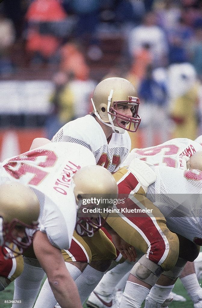 Boston College Qb Doug Flutie Calling Signals Before Sanp During Game