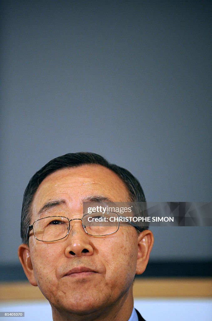 Un Secretary General Ban Ki Moon Listens To Questions During A Press