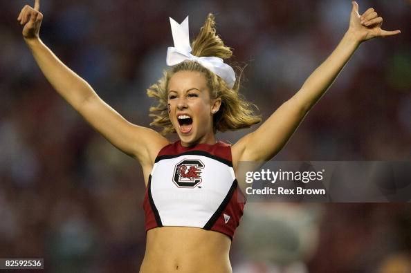A South Carolina Gamecocks Cheerleader Gets The Crowd Ready Prior To