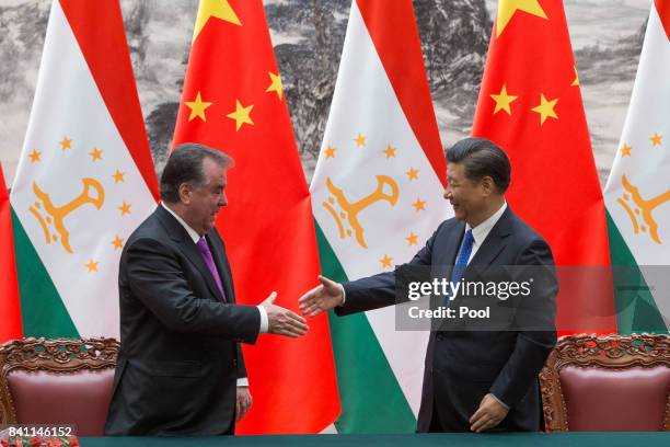 Tajikistan President Emomali Rahmon Visits China Photos and Premium ... Tajikistan President Emomali Rahmon Visits China Photos and Premium ...