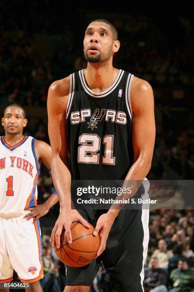 Tim Duncan Of The San Antonio Spurs Shoots A Free Throw During The
