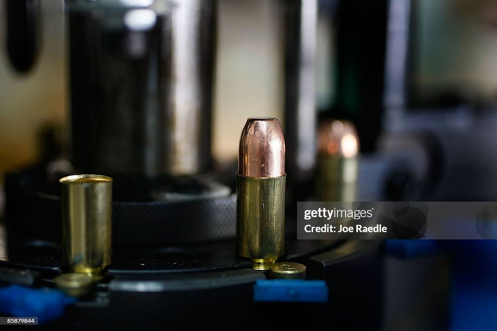 An Ammuntion Loading Machine Holds Assembled 40 Caliber Cartridges