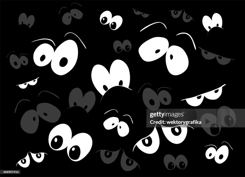 Halloween Spooky Scary Eyes Vector Design Isolated On Black Background