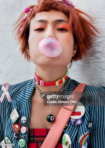 Bubble Gum Asian Woman Photos And Premium High Res Pictures Getty Images