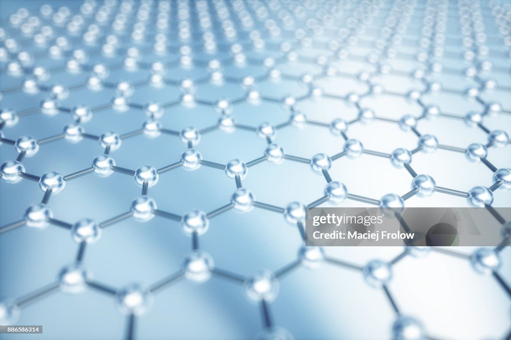Hexagonal Grid Pattern Of Molecular Structure Of Graphene High Res