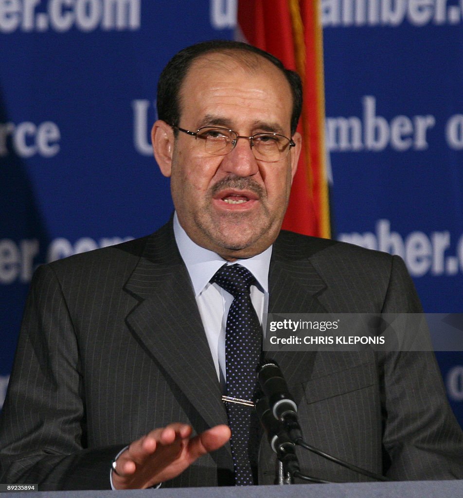 Iraqi Prime Minister Nouri Al Maliki Speaks During A Conference News