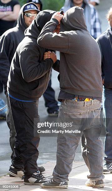 Gang Members Protest New Patch Bylaw In Wanganui Photos Et Images De