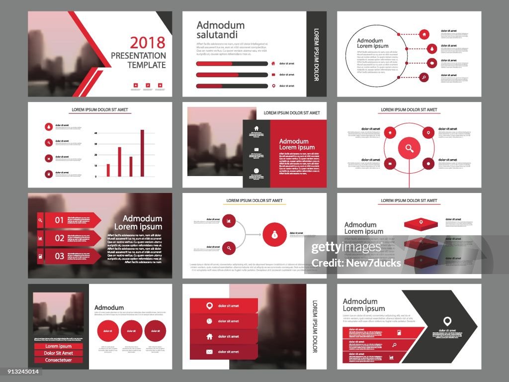 Red Abstract Presentation Templates Infographic Elements Template Flat