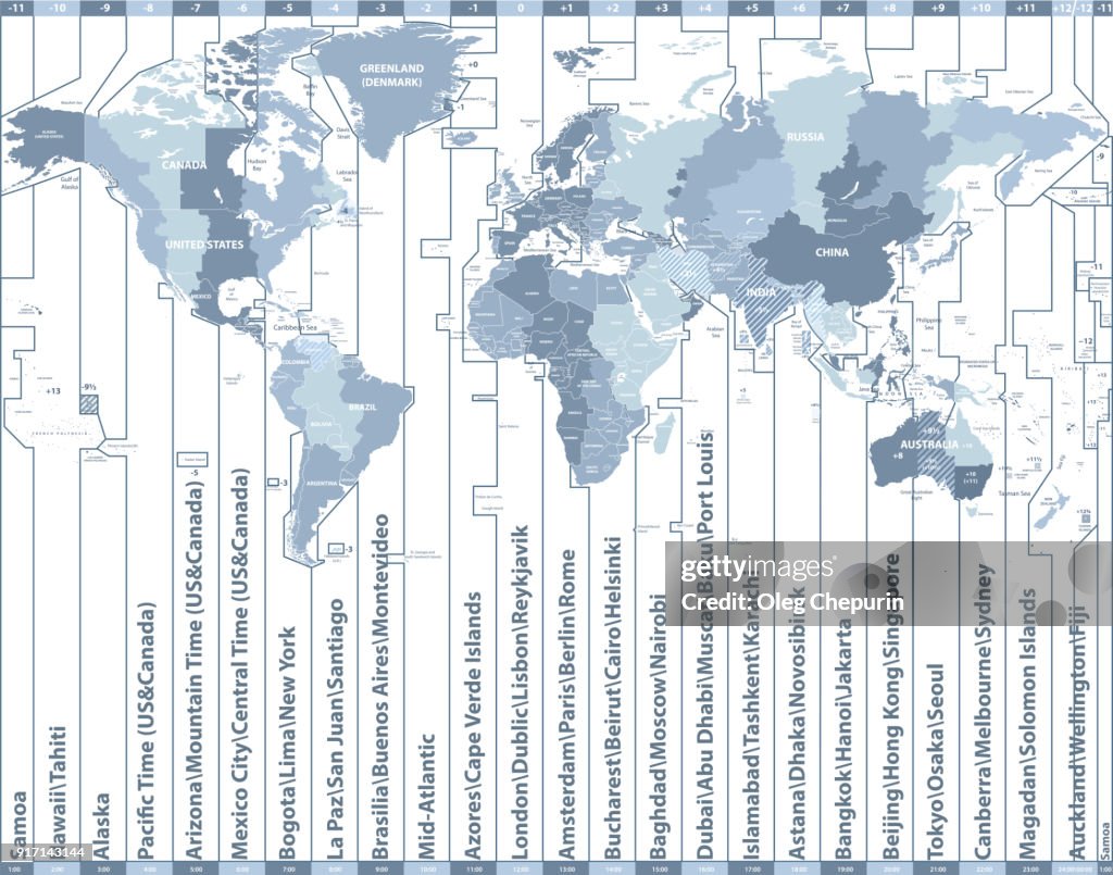 World Time Zones Vector Map With Countries Names And Borders High-Res ... World Time Zones Vector Map With Countries Names And Borders High-Res ...